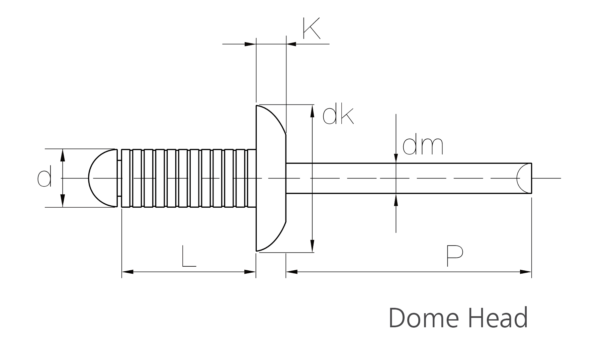 Grooved Rivet - Rivmate Dome Head Grooved Type Blind Rivet